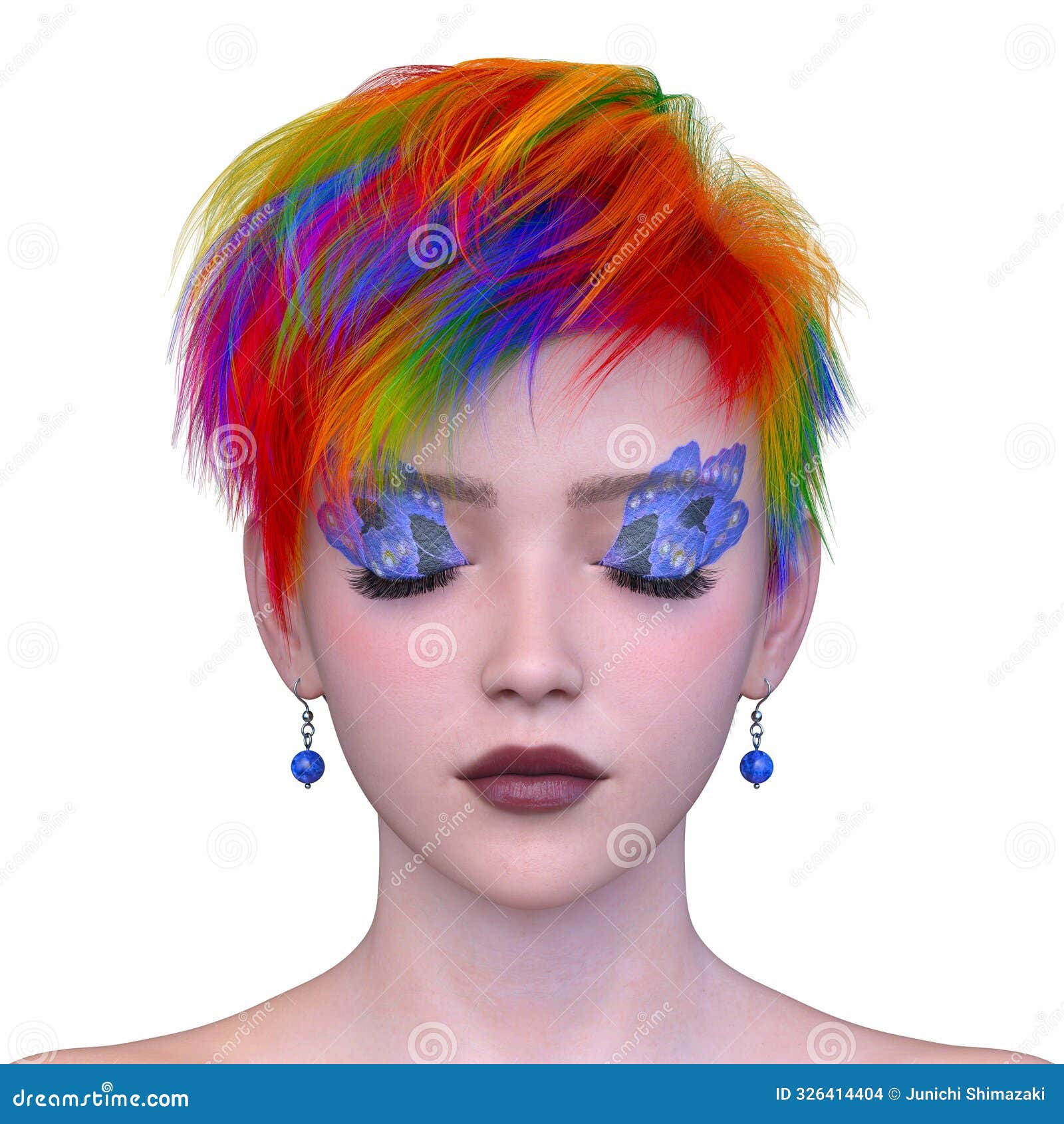 3D Rendering of a Woman S Face Close-up Stock Illustration ...