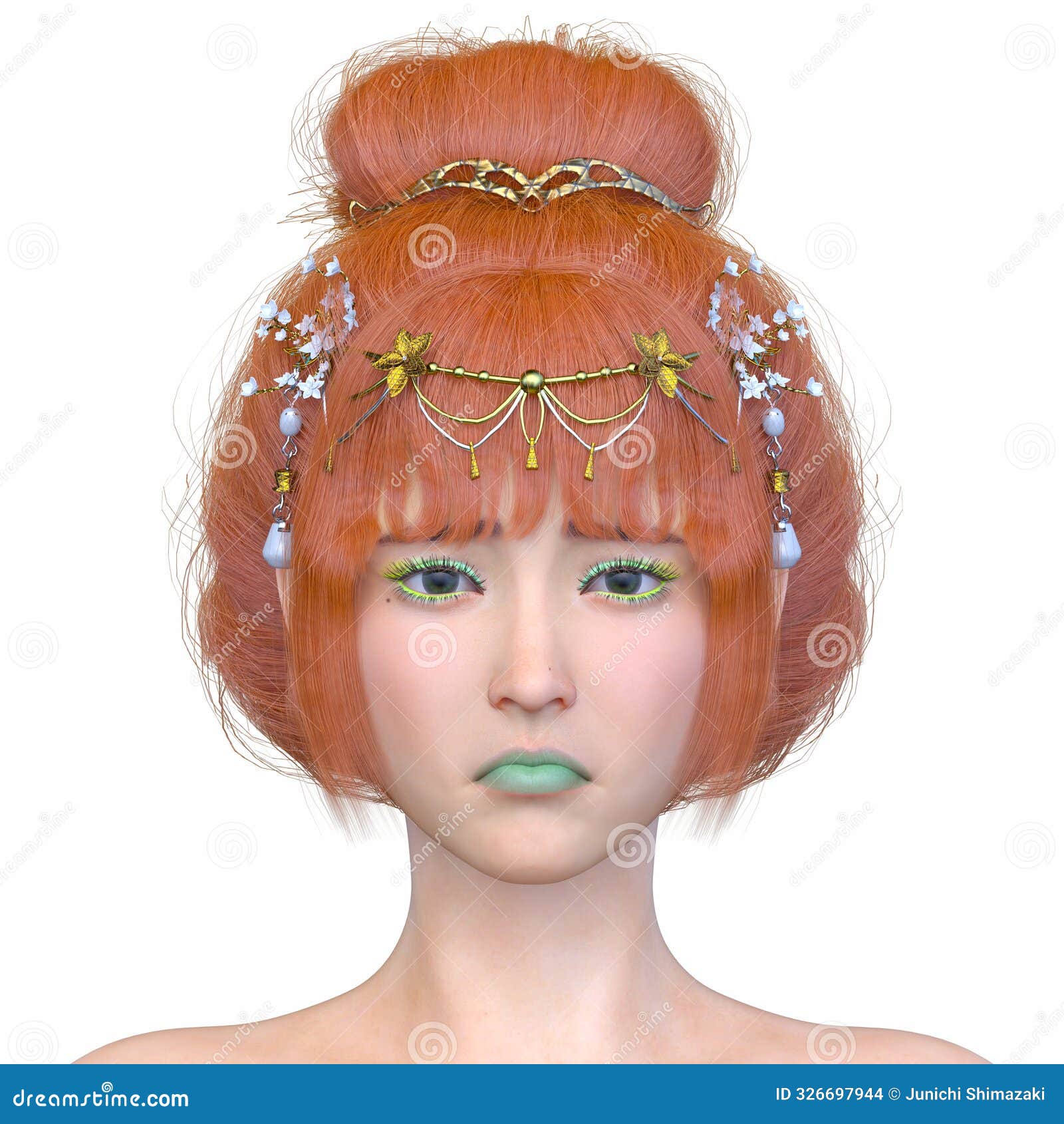 3D Rendering of a Woman S Face Close-up Stock Illustration ...