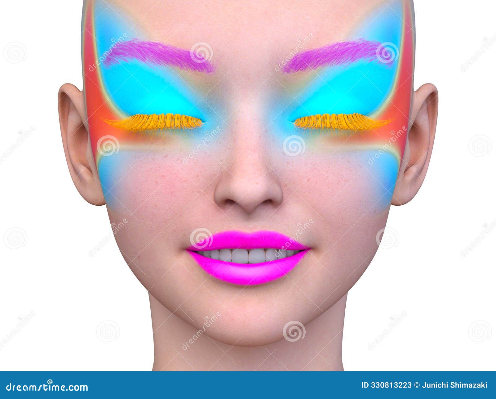 3D Rendering of a Woman S Face Close-up Stock Illustration ...
