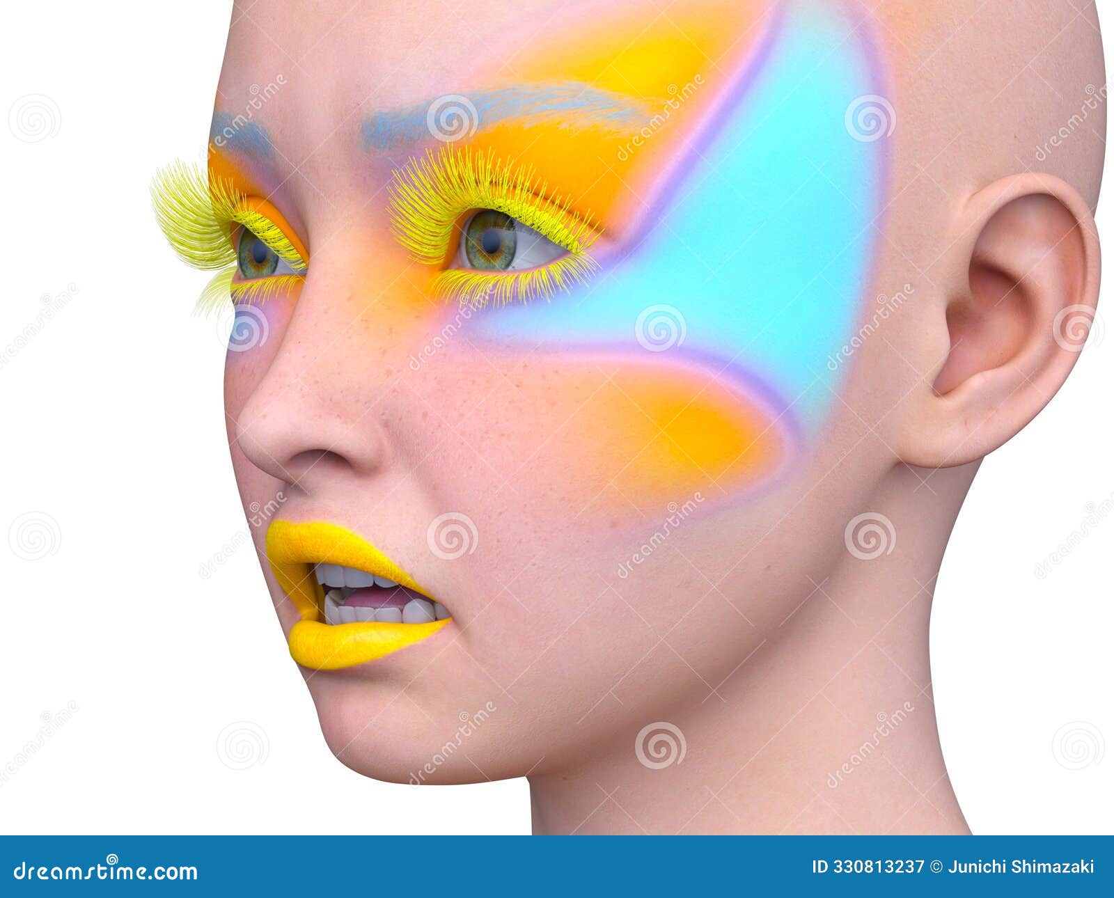 3D Rendering of a Woman S Face Close-up Stock Illustration ...