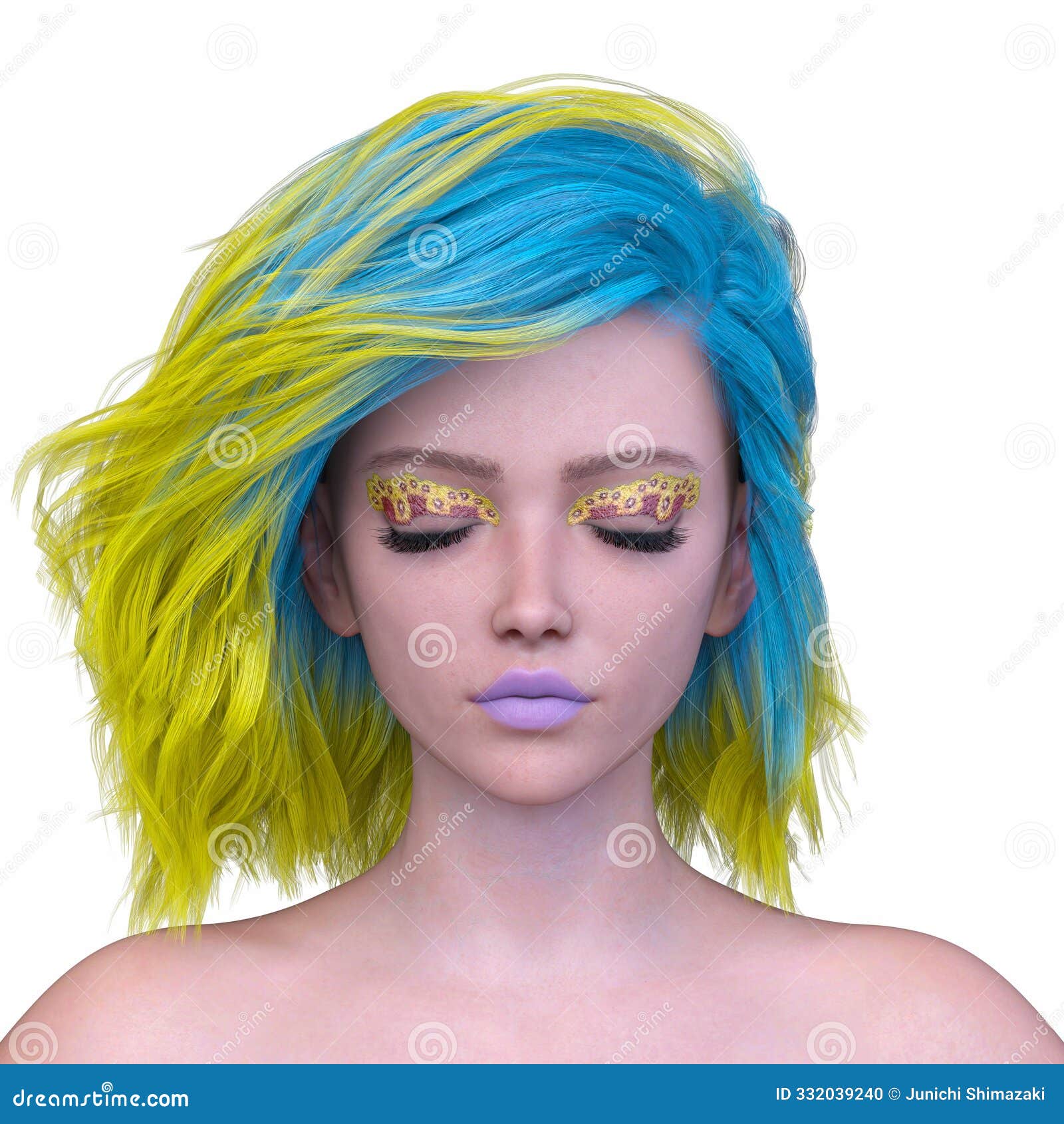 3D Rendering of a Woman S Face Close-up Stock Illustration ...