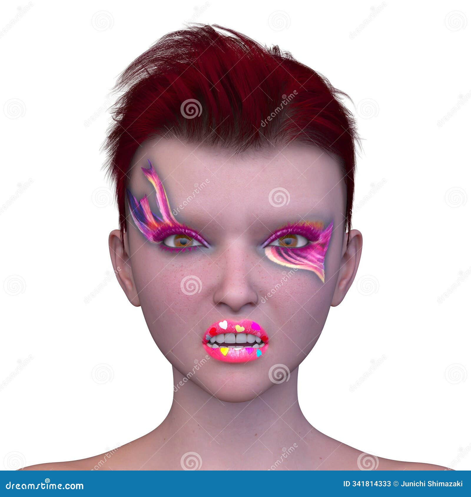 3D Rendering of a Woman S Face Close-up Stock Illustration ...