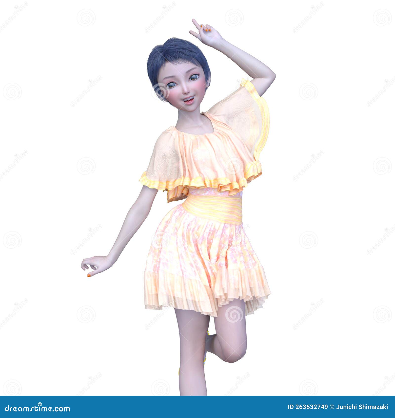 3D Rendering of a Woman with Short Hair Stock Illustration ...