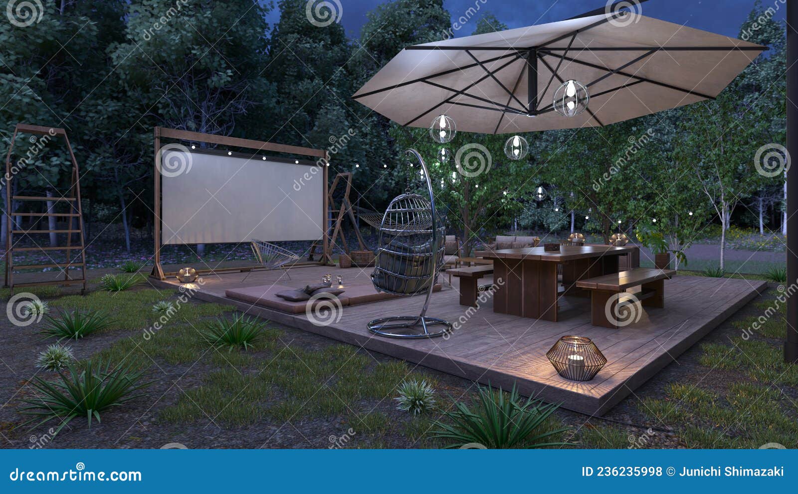 3D Rendering of the Wood Deck Stock Illustration - Illustration of ...