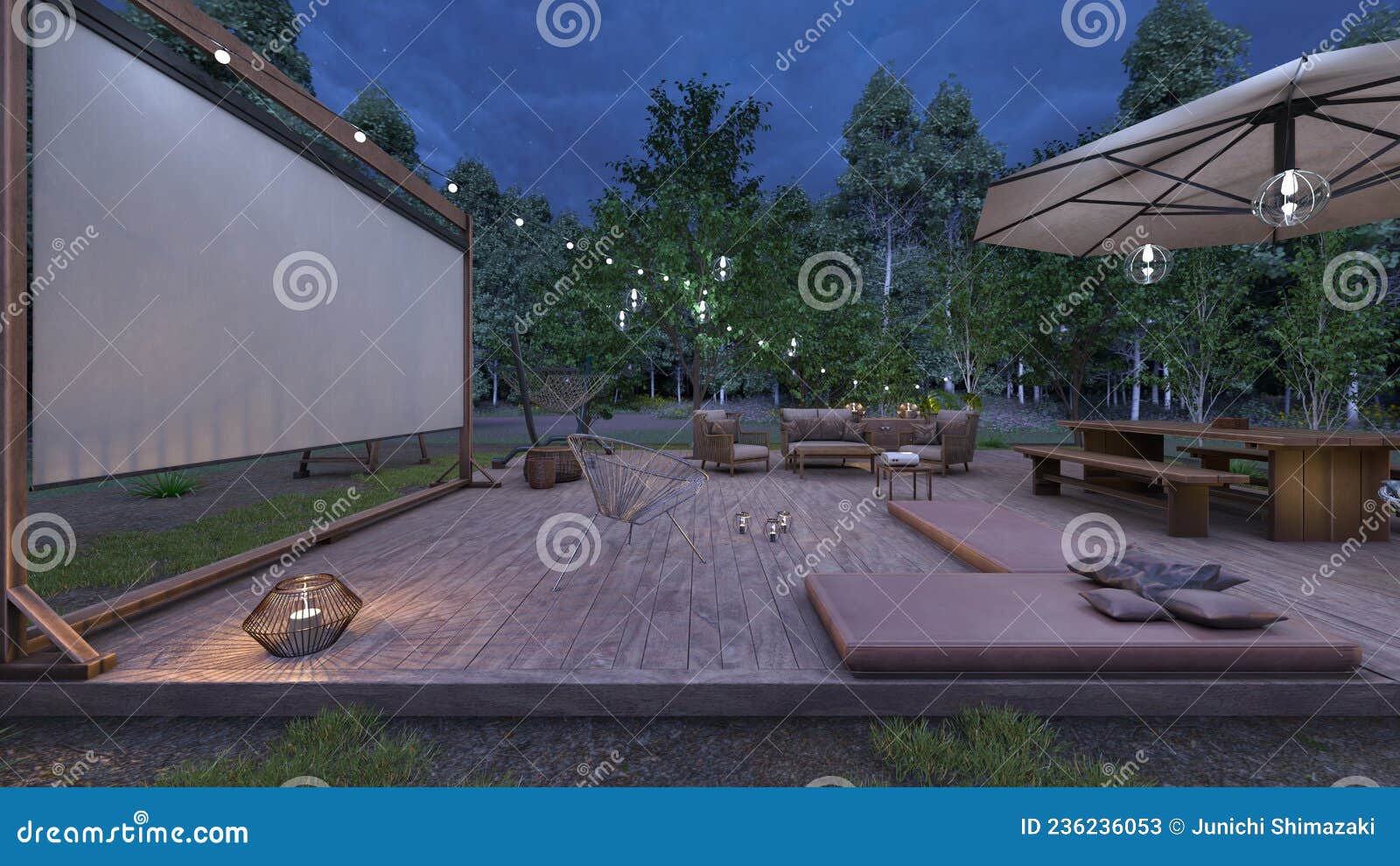 3D Rendering of the Wood Deck Stock Illustration - Illustration of wood ...