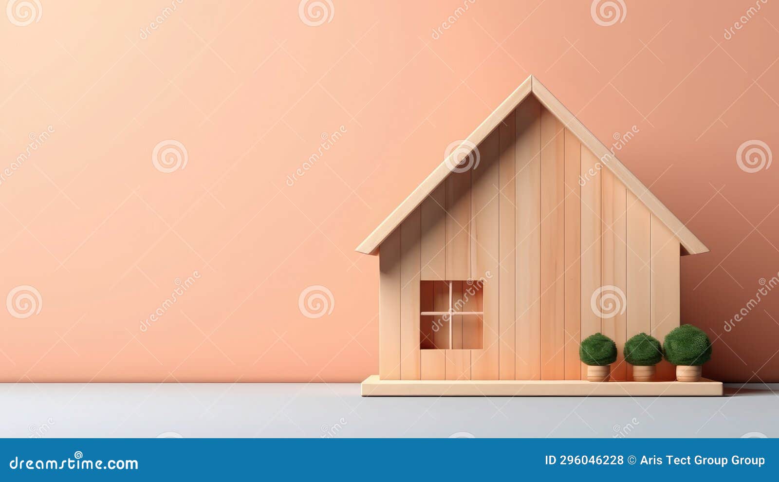 3D Rendering of a Wooden Model of a House on a Wooden Base. Stock ...