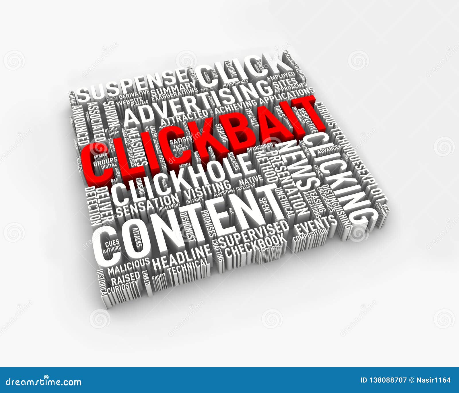 3d Render of Clickbait Wordcloud Tag Stock Illustration - Illustration ...