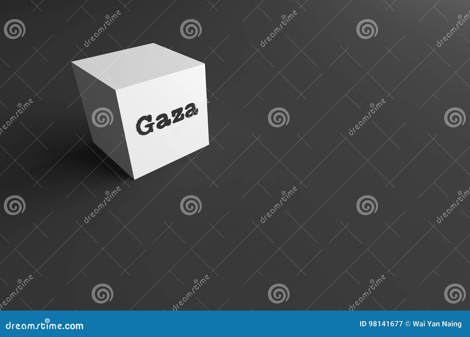 3D RENDERING WORD Gaza WRITTEN on WHITE CUBE Stock Illustration ...