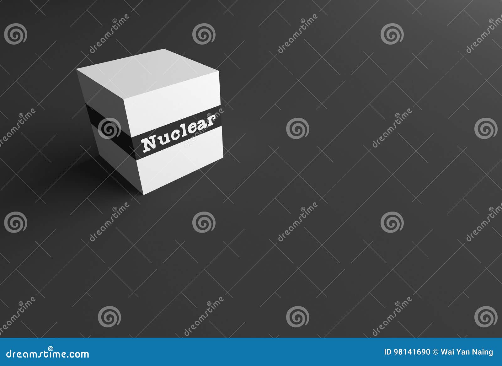 3D RENDERING WORD Nuclear WRITTEN on WHITE CUBE Stock Illustration ...