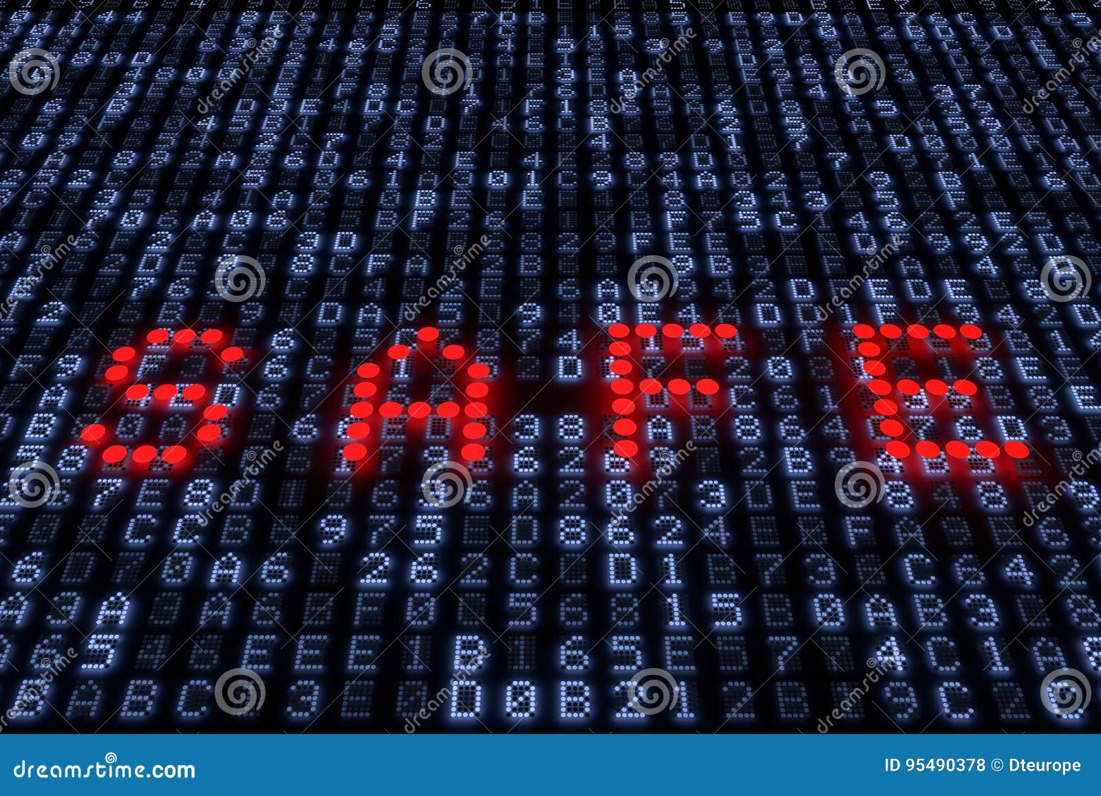 3d Rendering from the Word Safe with Red Lights on a Hexadecimal LED ...
