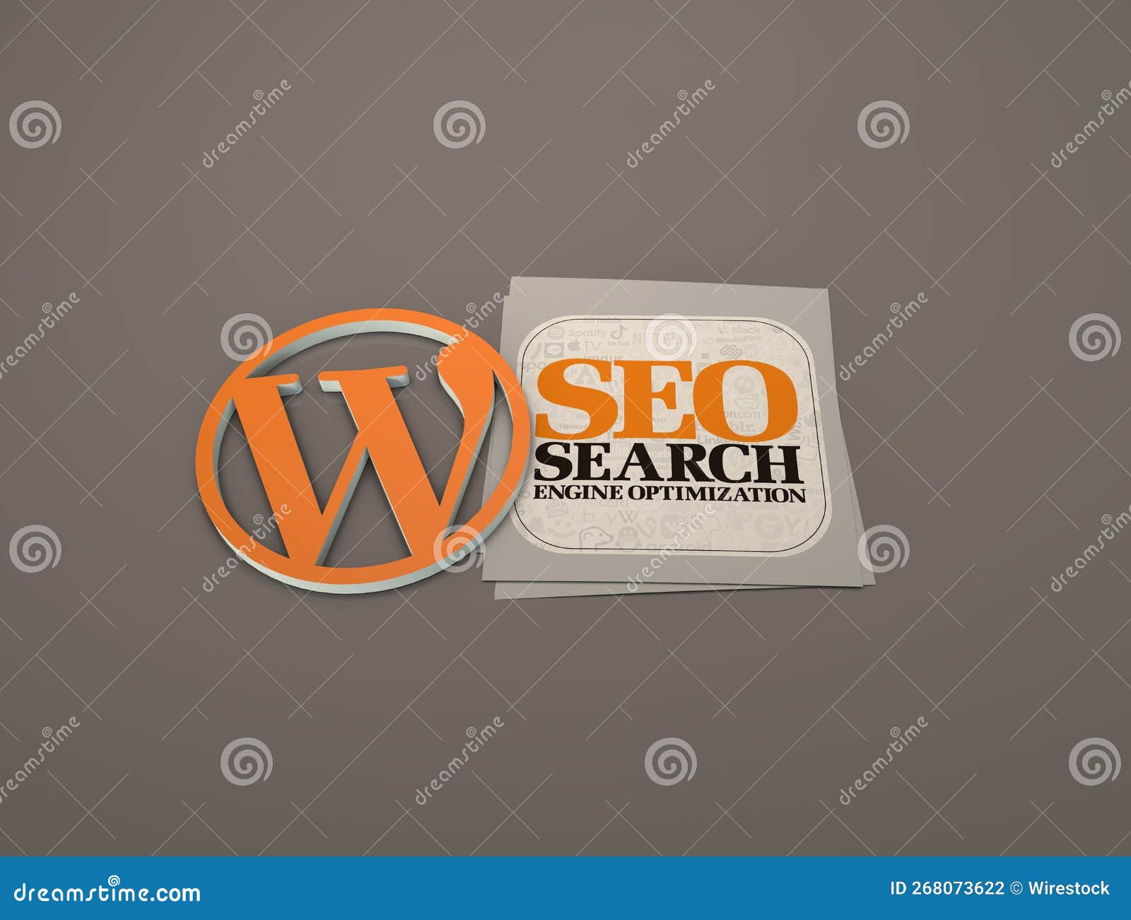 3d Rendering of the Wordpress Logo and Wordpress Background Design ...