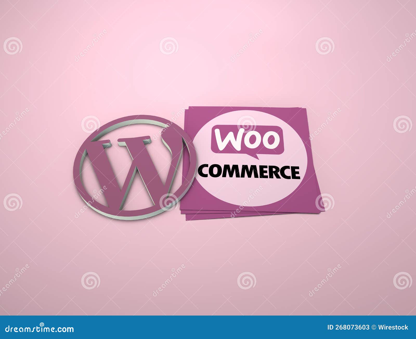 3d Rendering of the WordPress Logo and Woo Commerce Against a Pink Background Editorial Stock ...