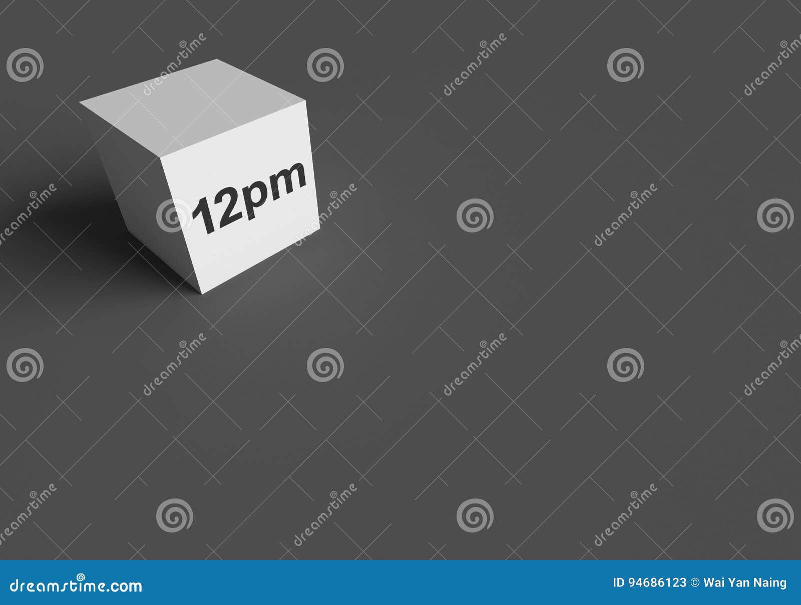 3D RENDERING WORDS 12 Pm on WHITE CUBE Stock Illustration ...