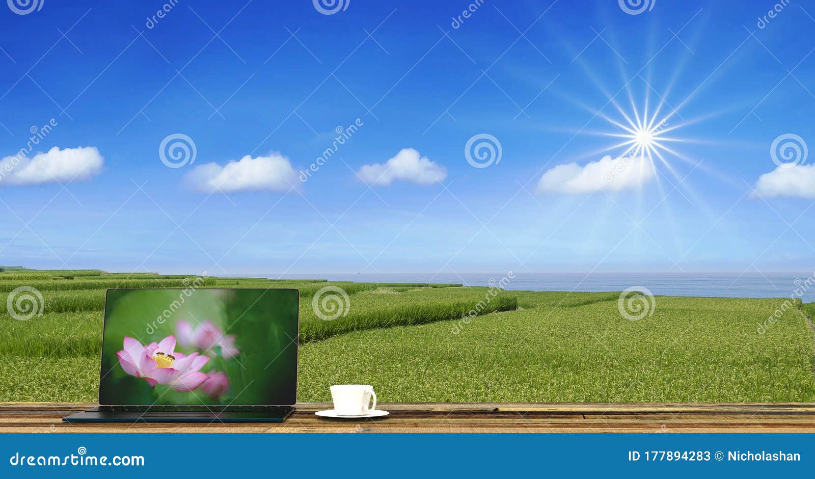3d Rendering of Work from Outside Wit Nice View Stock Illustration ...