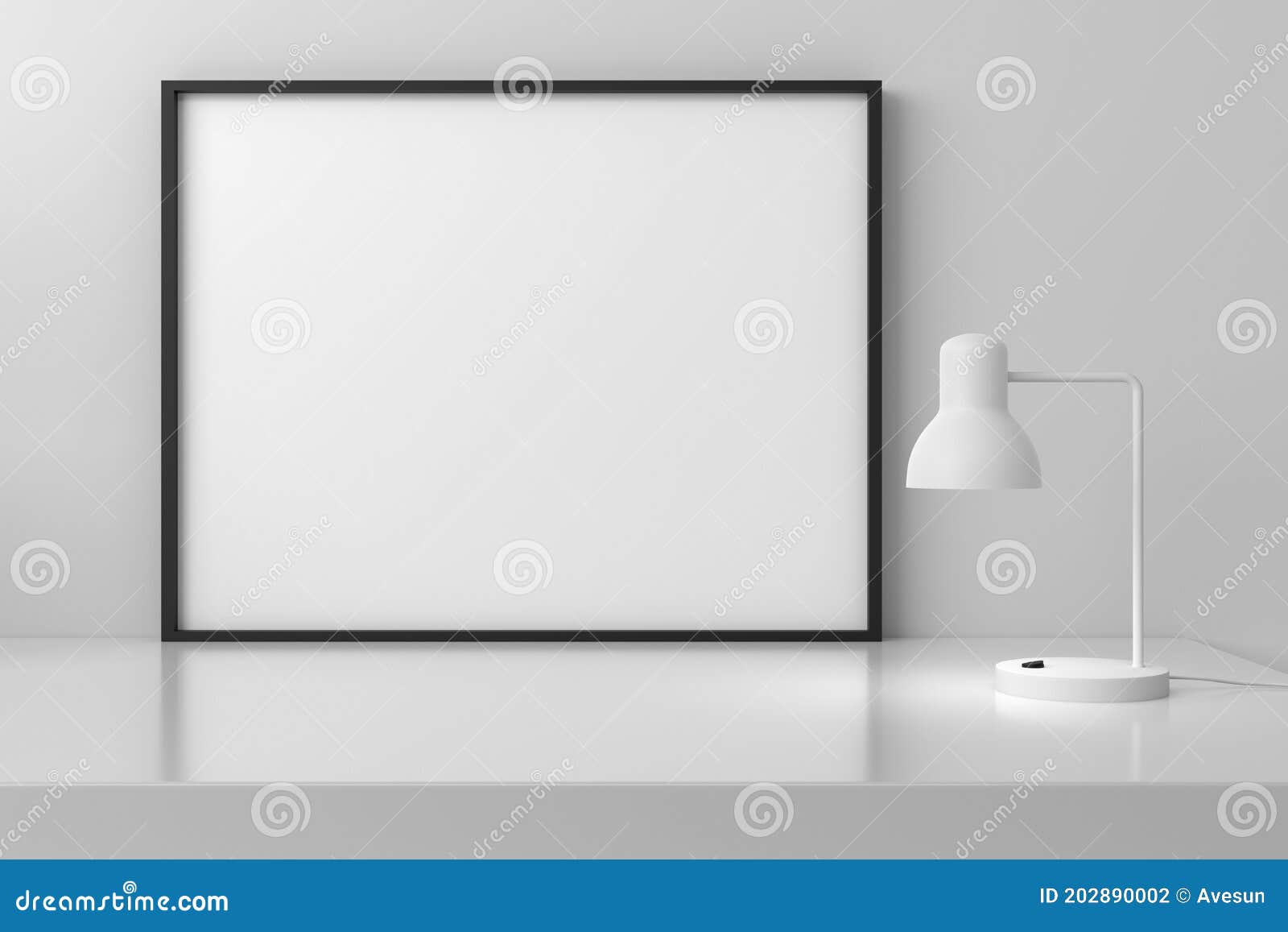3d Rendering of Working Desk with Picture Frame Stock Illustration ...