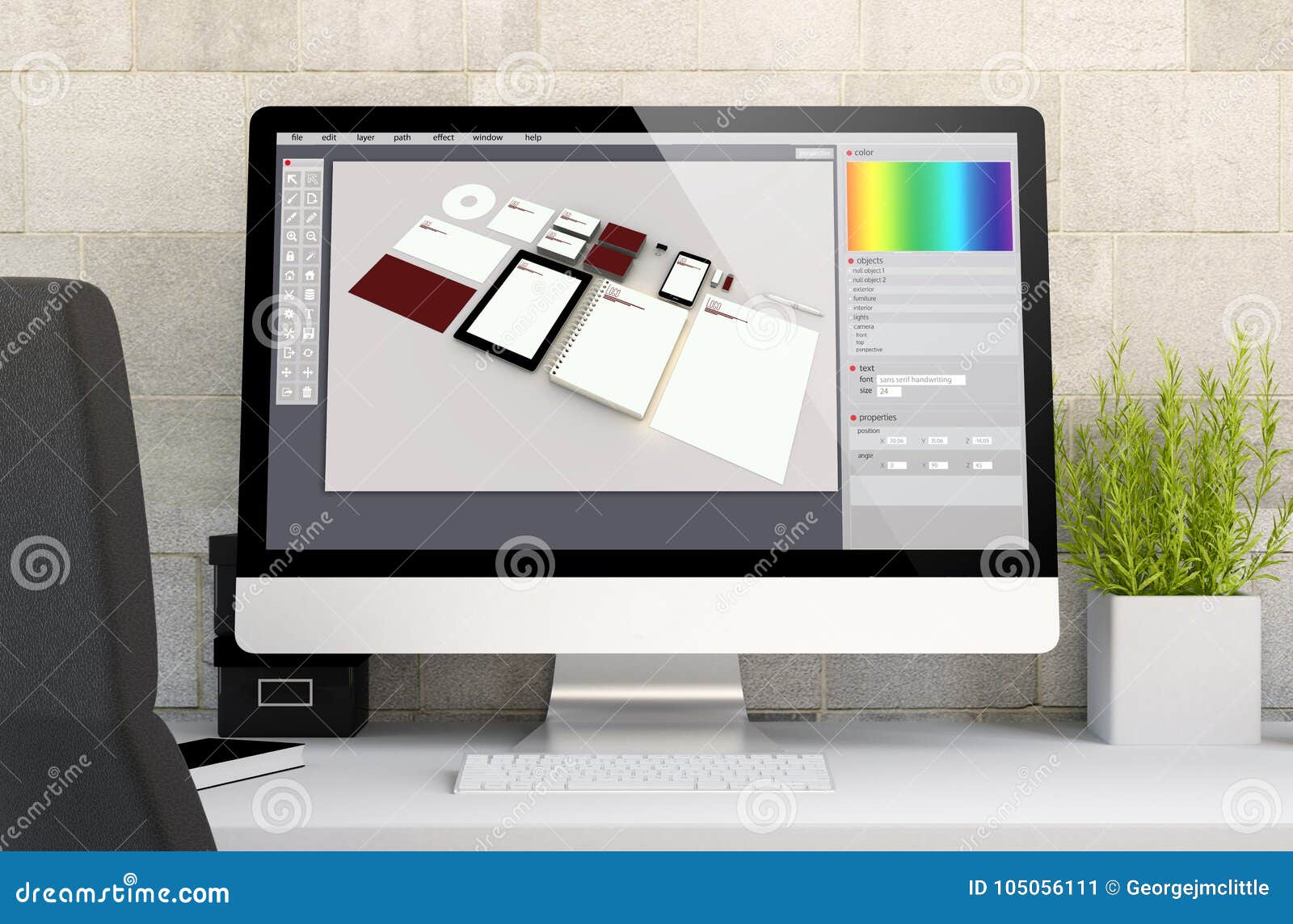 Workspace with Branding Design Stock Illustration - Illustration of ...