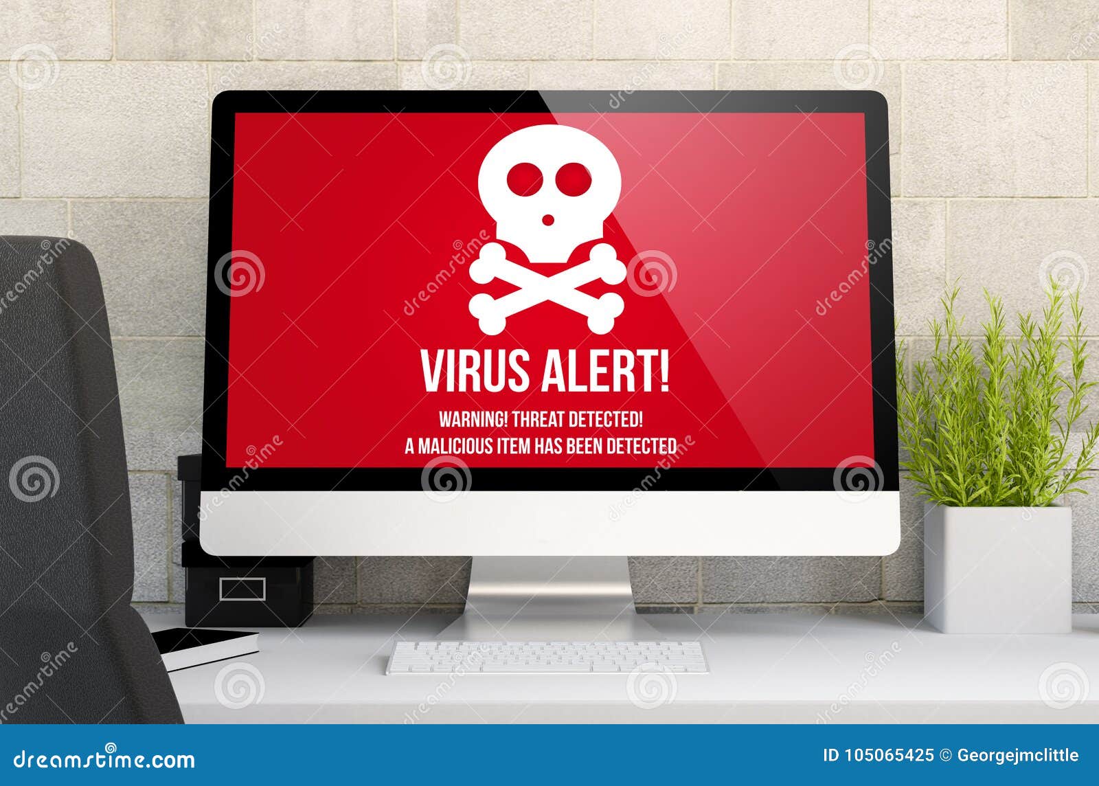 Workspace with virus alert stock image. Image of virus - 105065425