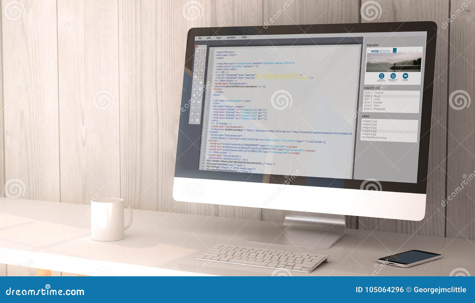 Desktop computer coding stock photo. Image of studio - 105064296