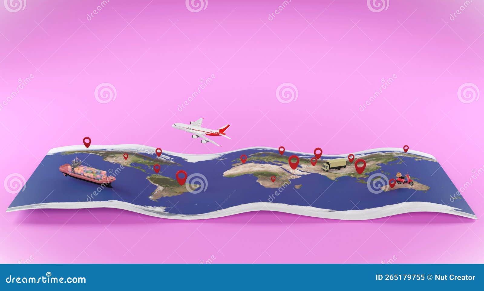 3D Rendering World Map and GPS Pin , Transportation Ecosystem Stock ...