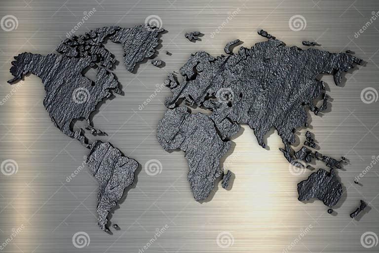3d Rendering World Map of Rough Stone Texture Stock Image - Image of ...