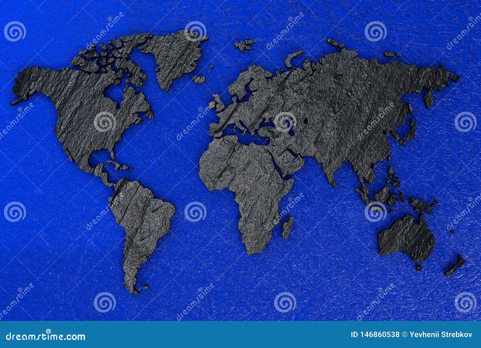 3d Rendering World Map of Rough Stone Texture Stock Illustration ...
