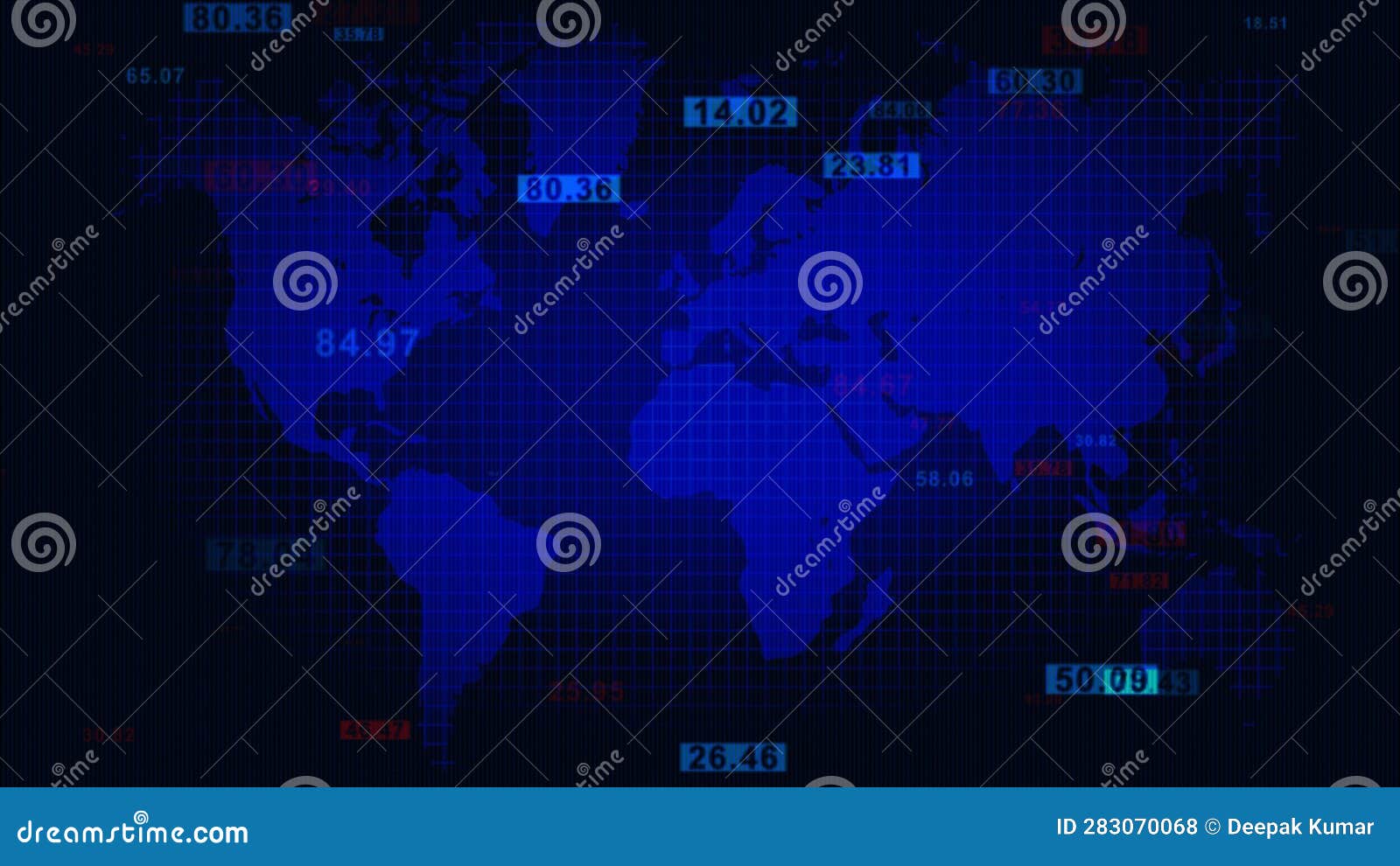 3d Rendering of World Map and Stock Market Data on Blue Background ...