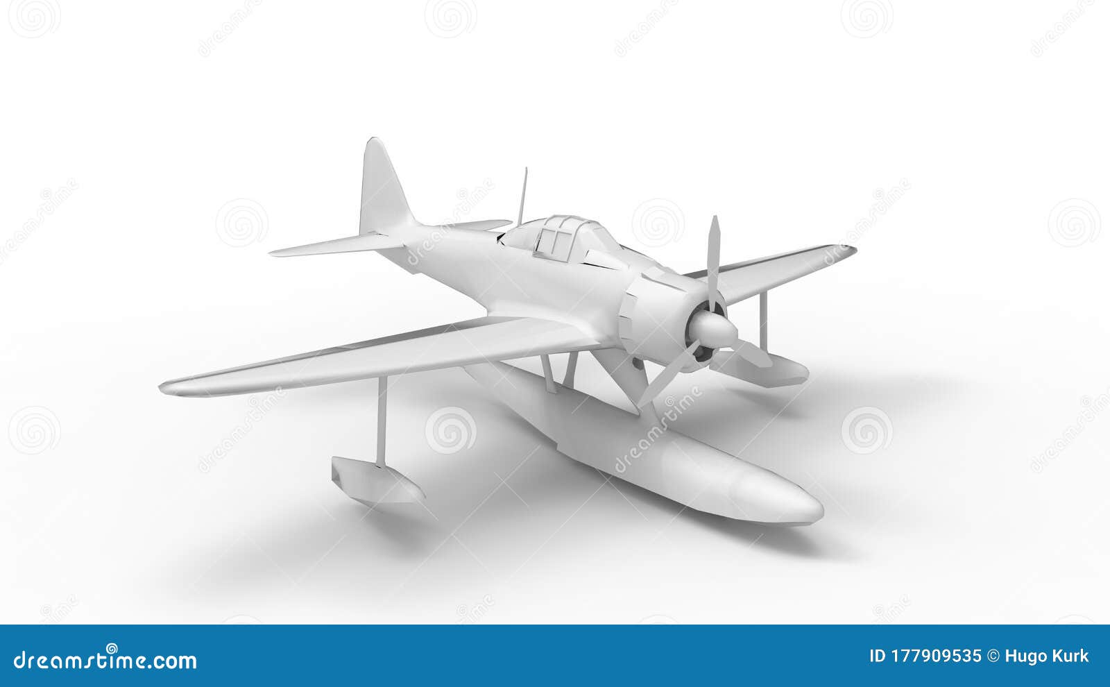 3D Rendering of a World War Two Airplane Fighter Water Landing Isolated ...