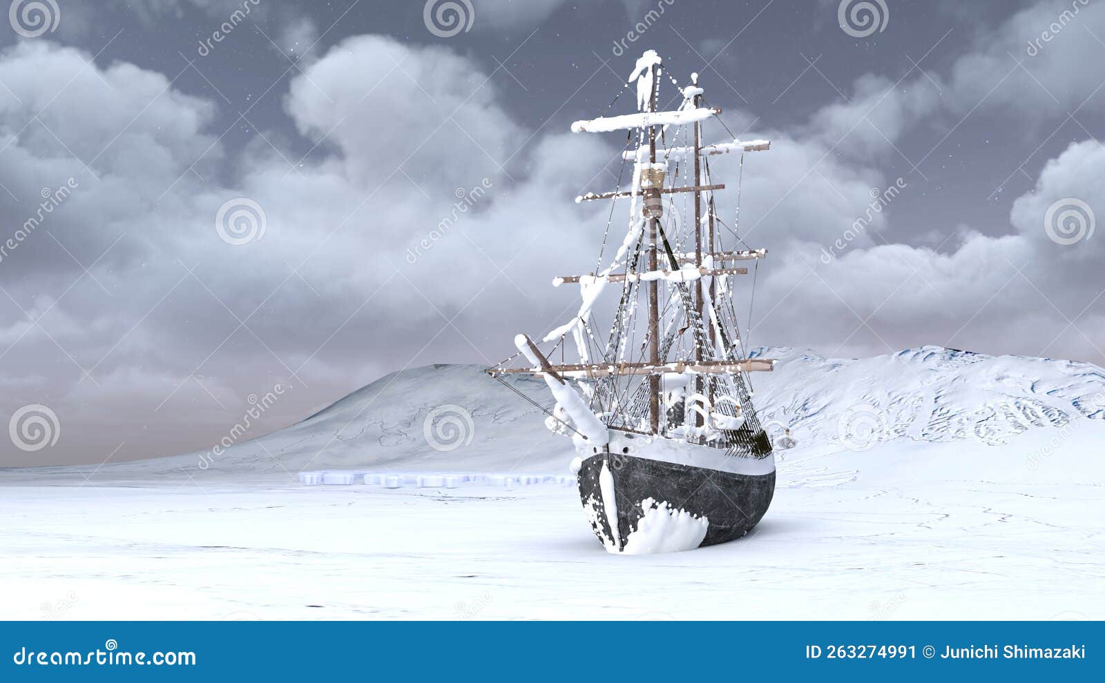 3D Rendering of a Wrecked Ship Stock Illustration - Illustration of ...