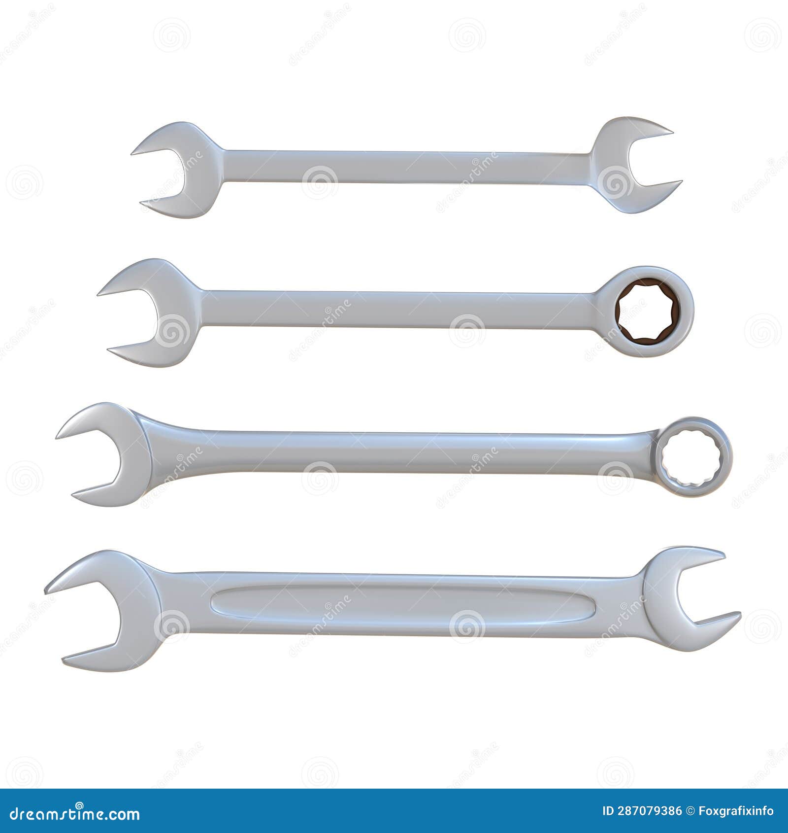 3D Rendering Wrenches Different Types Isolated on White, PNG File Add ...