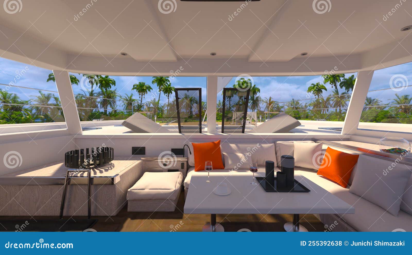 3D Rendering of the Yacht Cabin Stock Illustration - Illustration of ...
