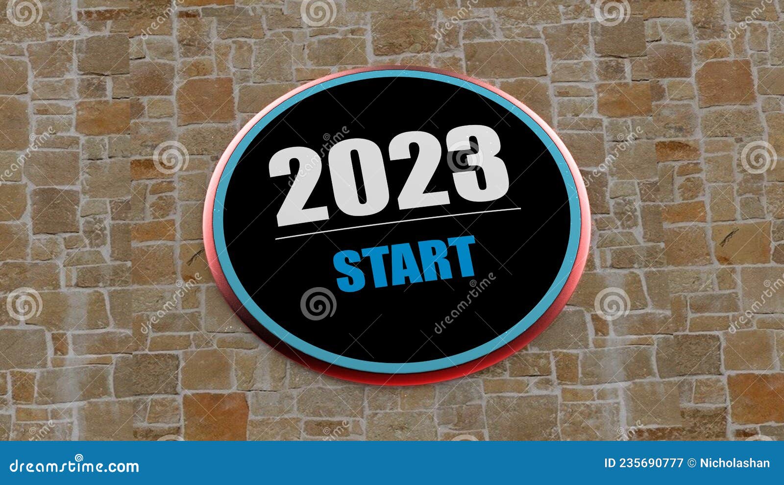 3d Rendering of 2023 Year Start BTN Stock Image - Image of ignite ...