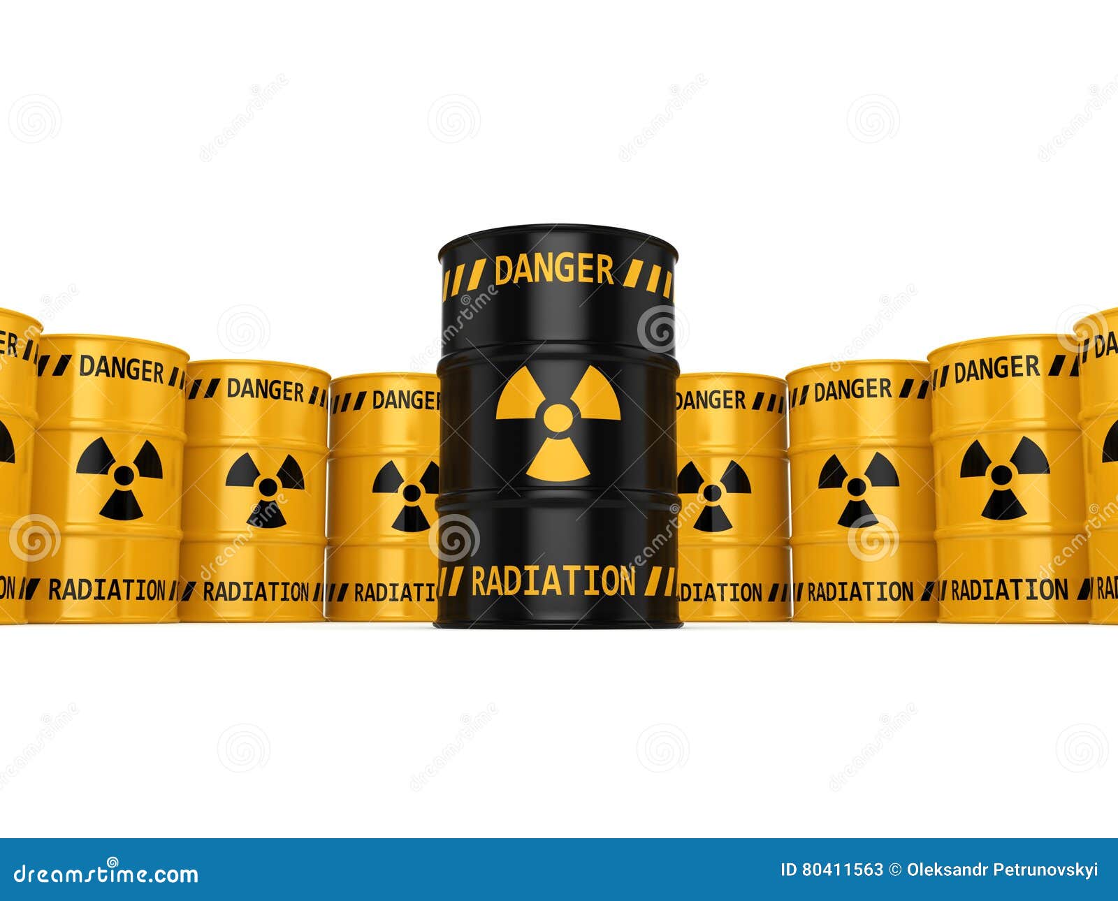3D Rendering Yellow and Black Radioactive Barrels Stock Illustration ...