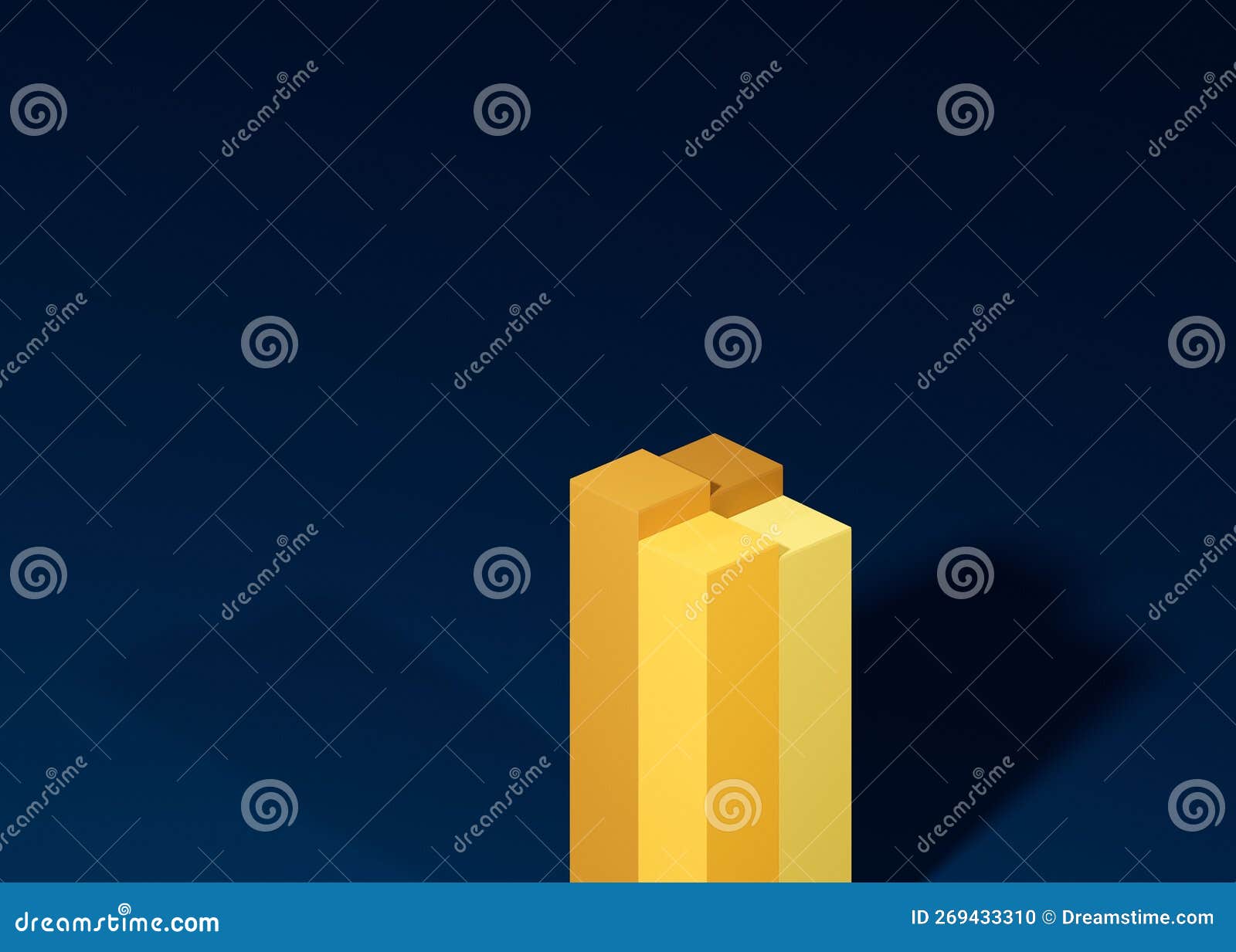 3d Rendering of Yellow Columns Together Making Shadows on the Blue ...