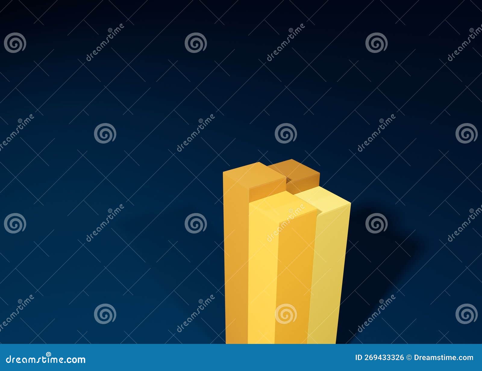 3d Rendering of Yellow Columns Together Making Shadows on the Blue ...