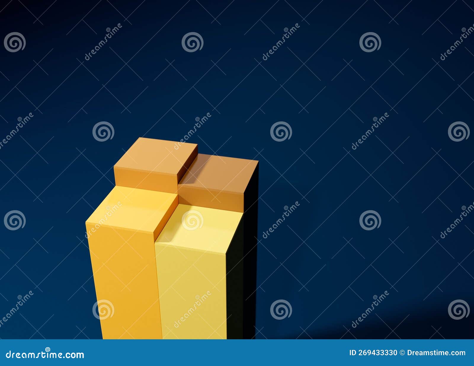 3d Rendering of Yellow Columns Together Making Shadows on the Blue ...