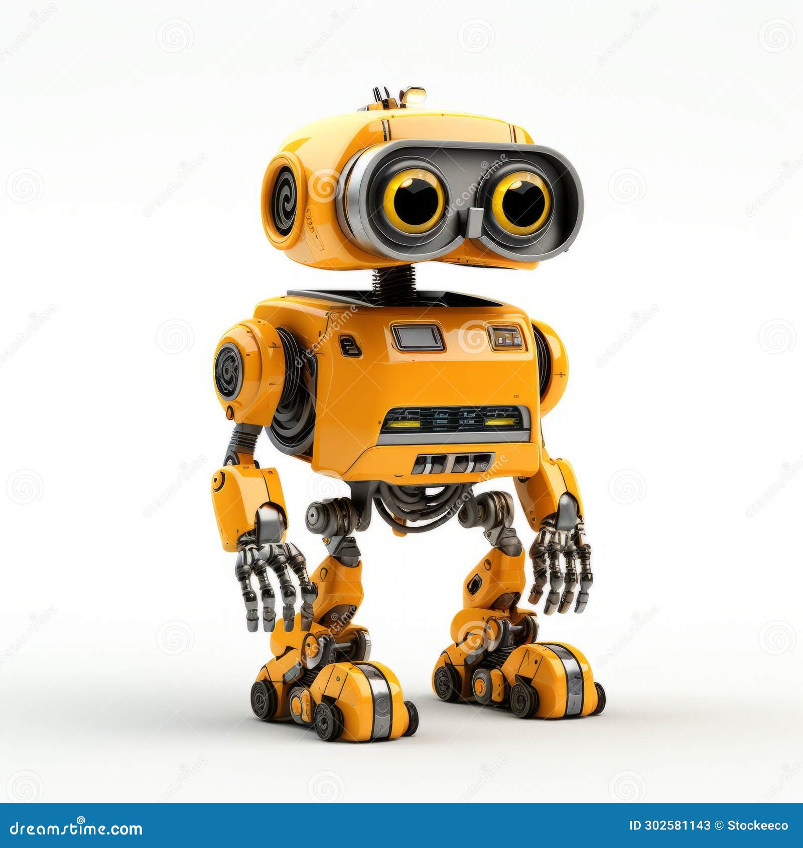 3d Rendering of a Yellow Construction Robot on White Background Stock ...