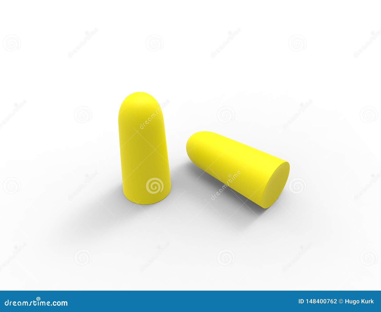 3D Rendering of Yellow Ear Plugs Isolated on White Background Stock ...