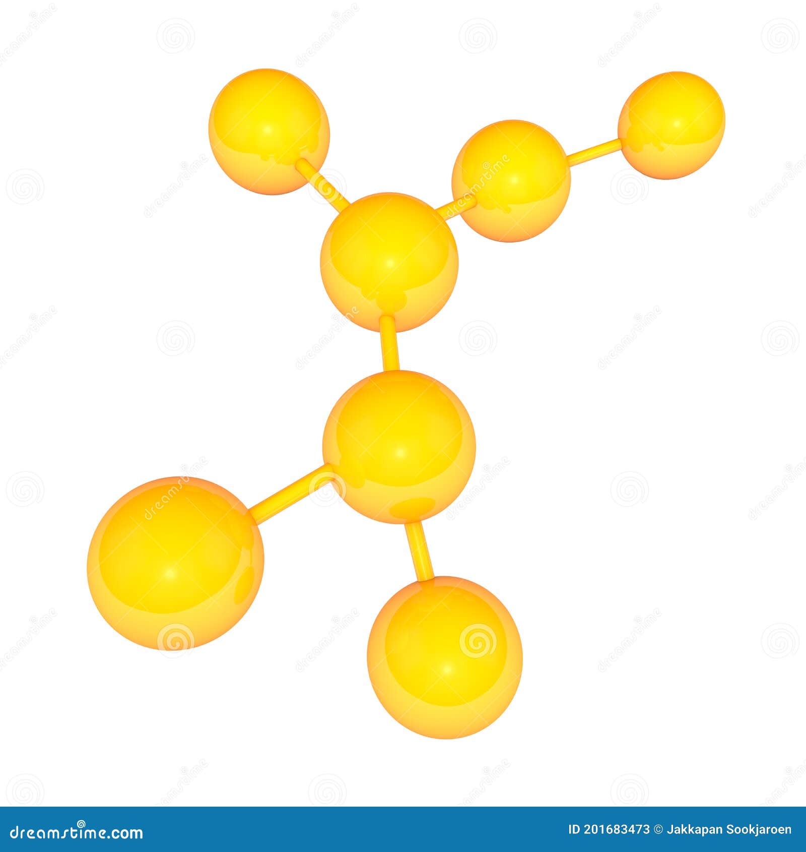 3d Rendering Yellow Molecule or Atom for Science or Medical White ...