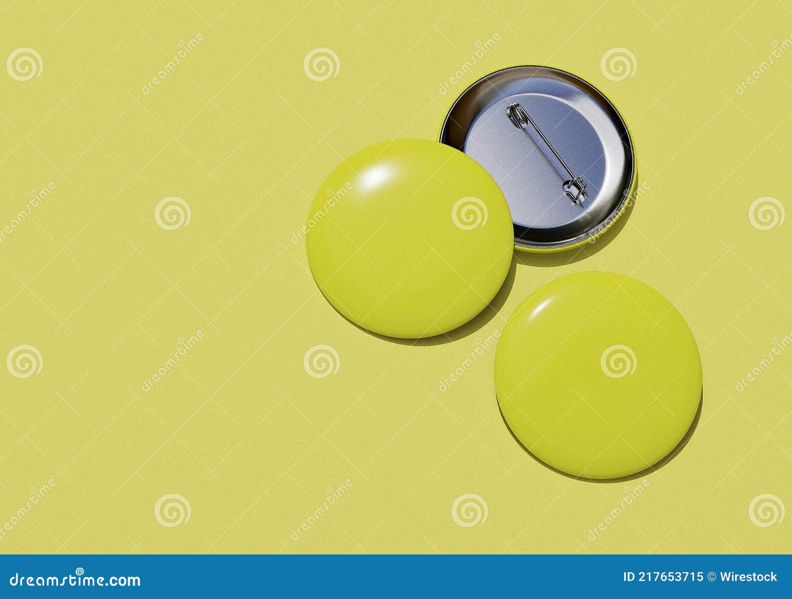 3d Rendering of Yellow Pin Baddges on Yellow Background Stock ...