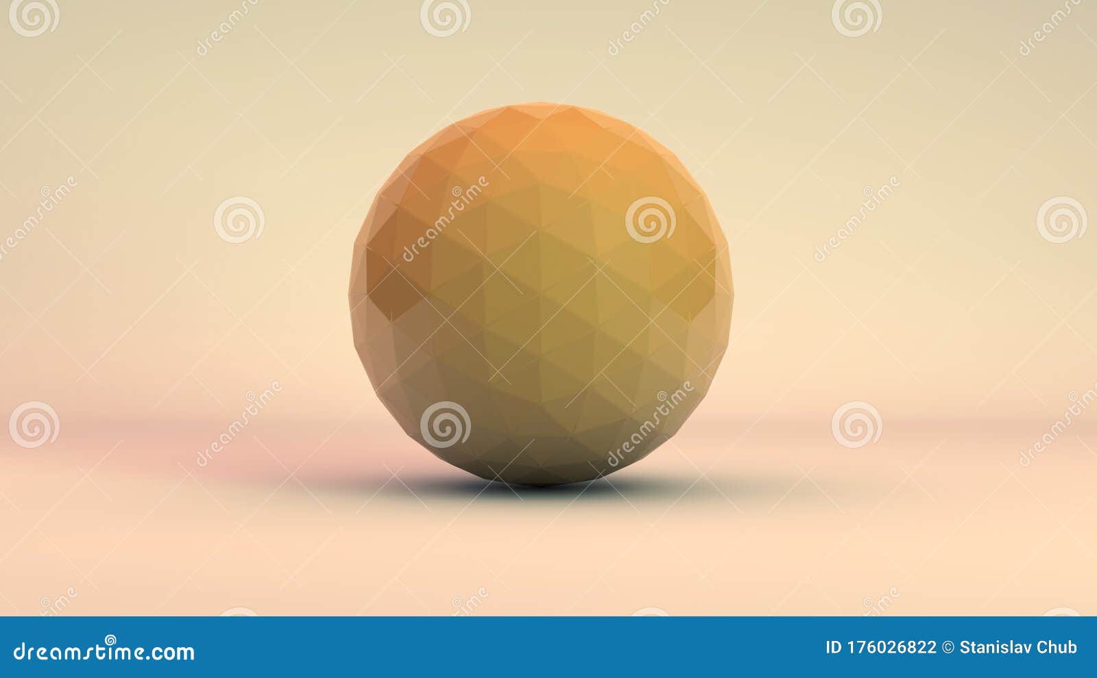 3D Rendering of a Yellow Polygon Ball on a Yellow Background. the ...