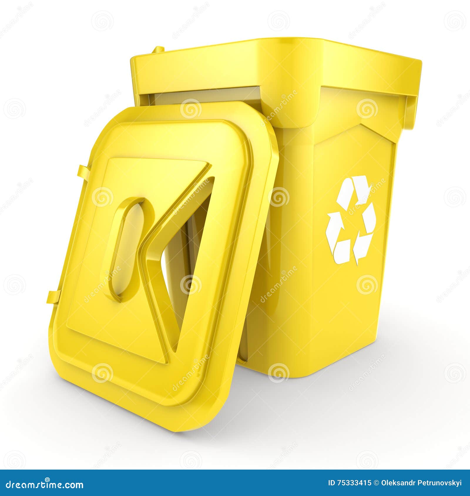 3D Rendering Yellow Recycling Bin Stock Illustration - Illustration of ...