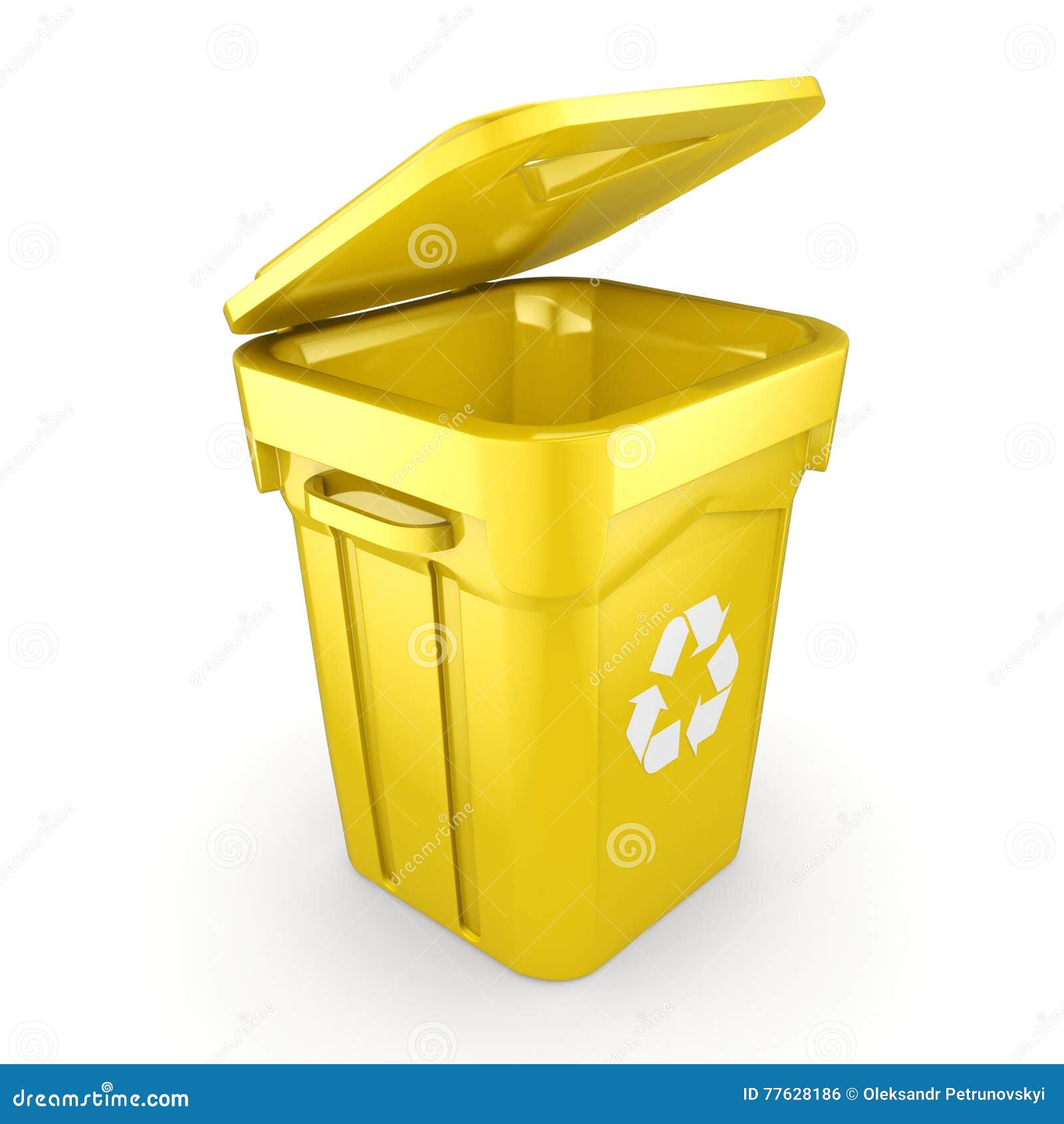 3D Rendering Yellow Recycling Bin Stock Illustration - Illustration of ...