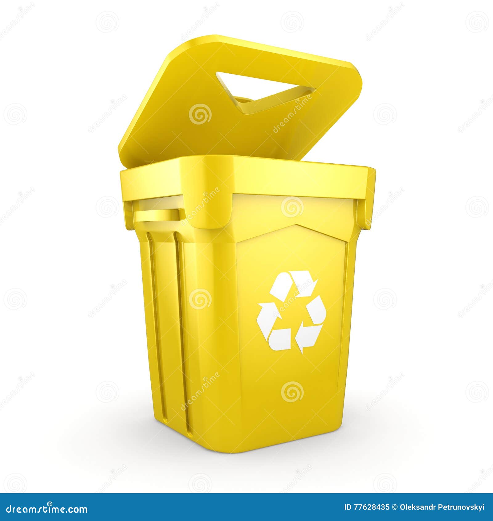 3D Rendering Yellow Recycling Bin Stock Illustration - Illustration of ...