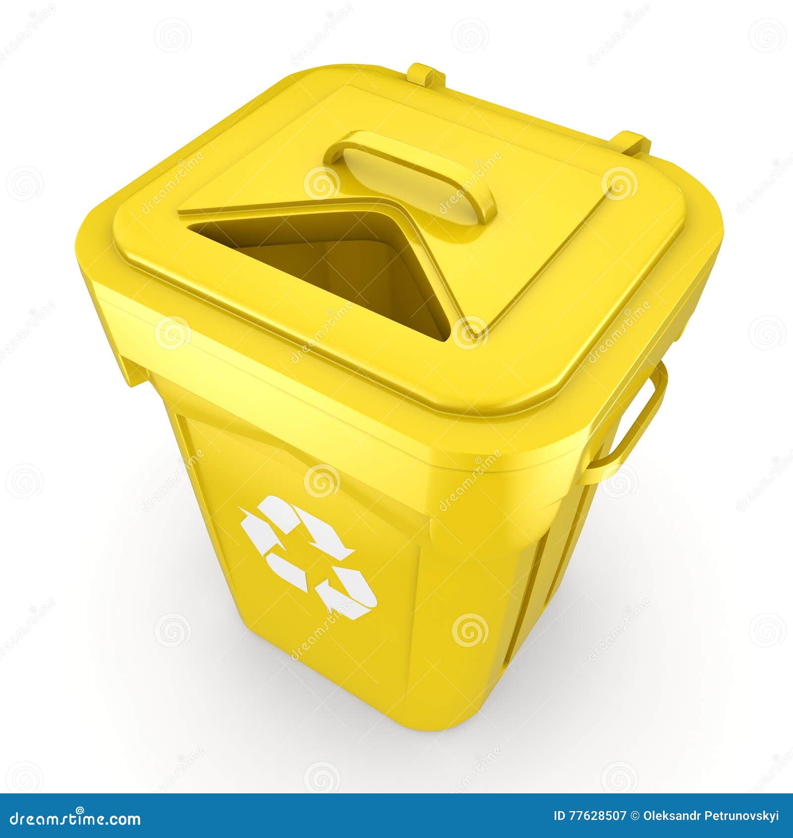 3D Rendering Yellow Recycling Bin Stock Illustration - Illustration of ...