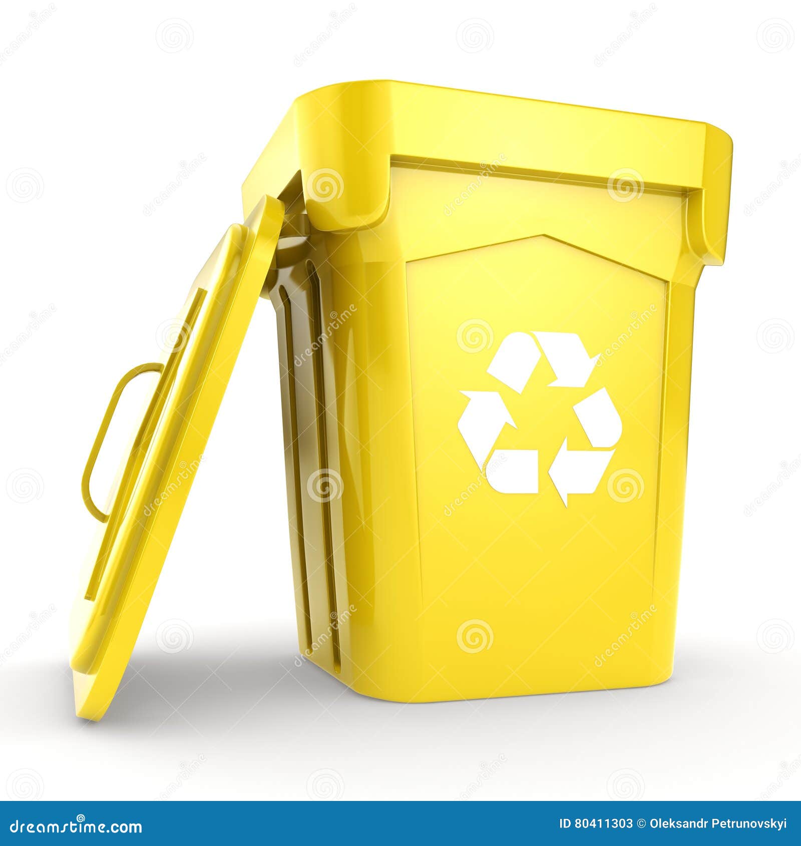 3D Rendering Yellow Recycling Bin Stock Illustration - Illustration of ...
