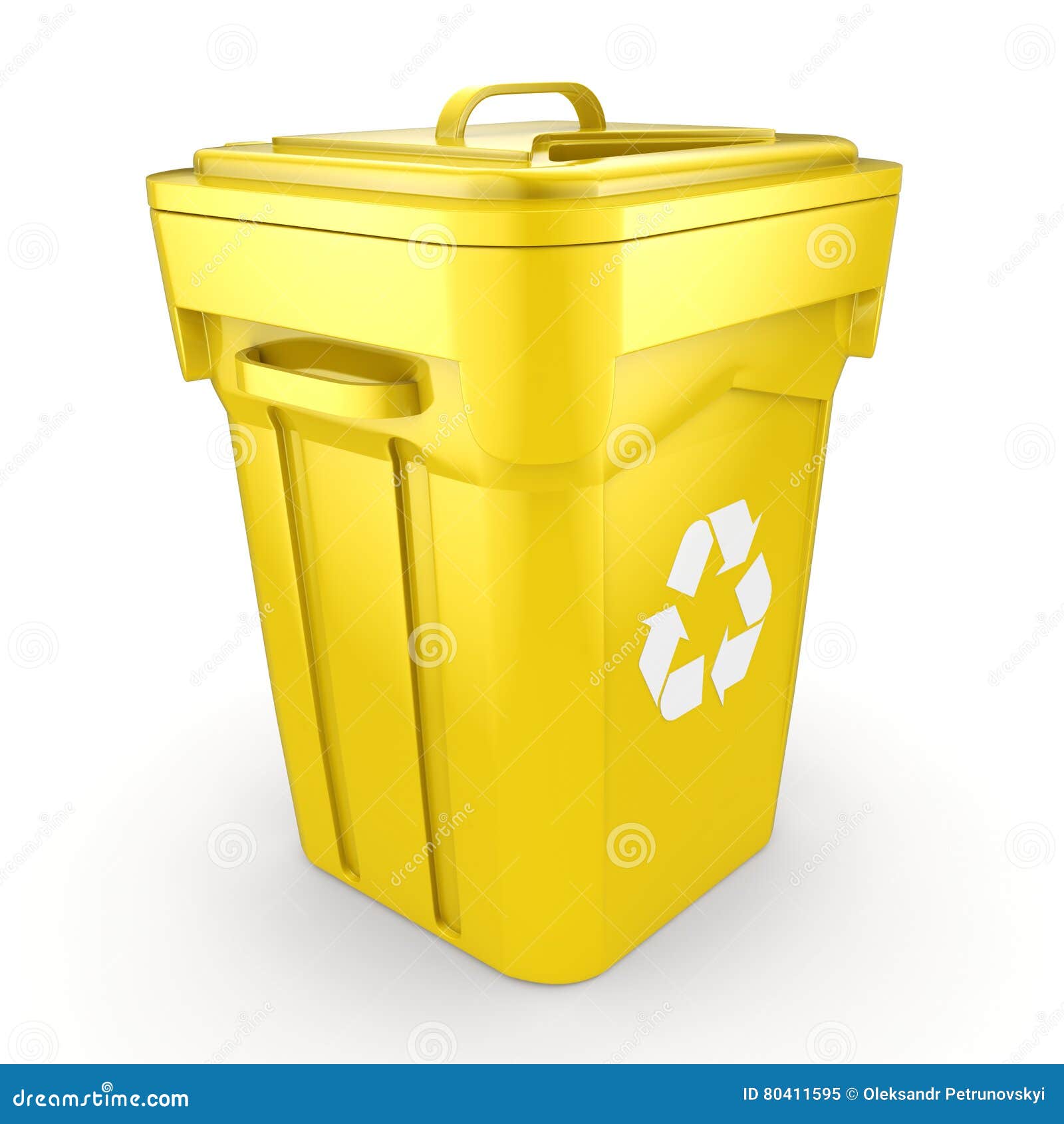 3D Rendering Yellow Recycling Bin Stock Illustration - Illustration of ...
