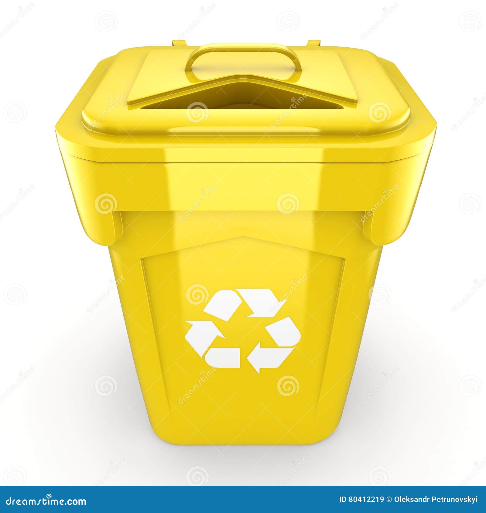 3D Rendering Yellow Recycling Bin Stock Illustration - Illustration of ...