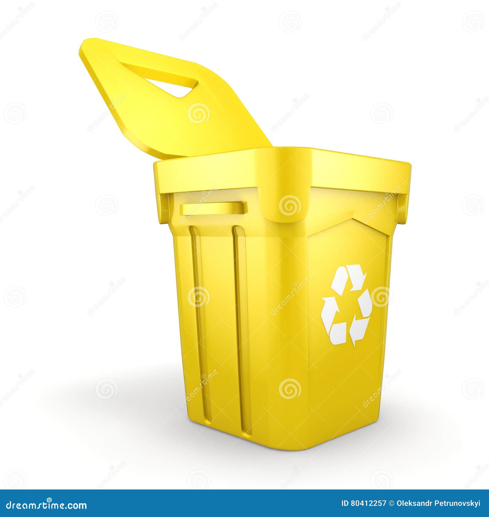 3D Rendering Yellow Recycling Bin Stock Illustration - Illustration of ...