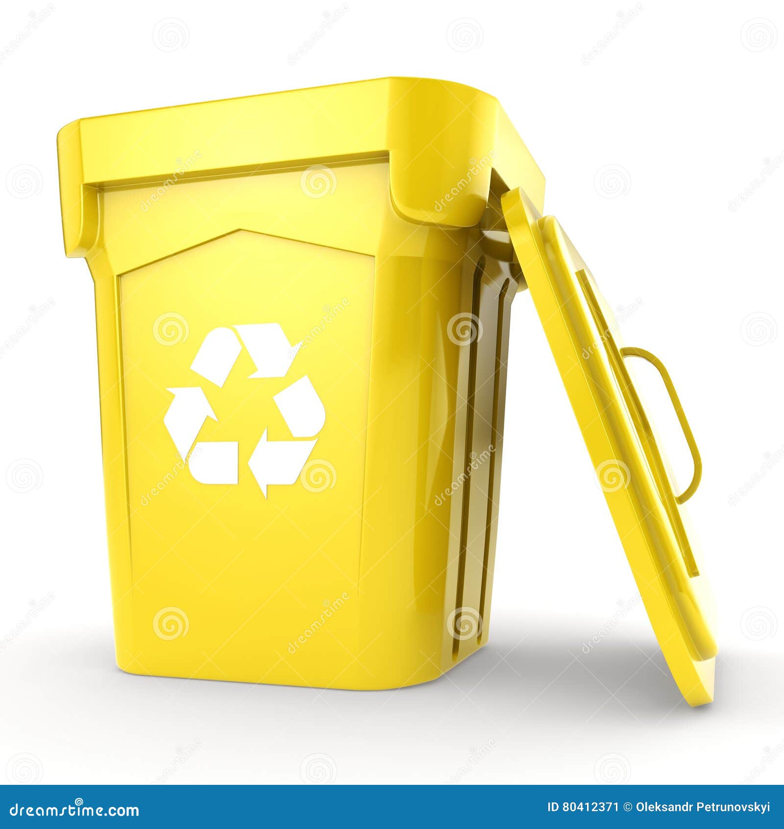 3D Rendering Yellow Recycling Bin Stock Illustration - Illustration of ...