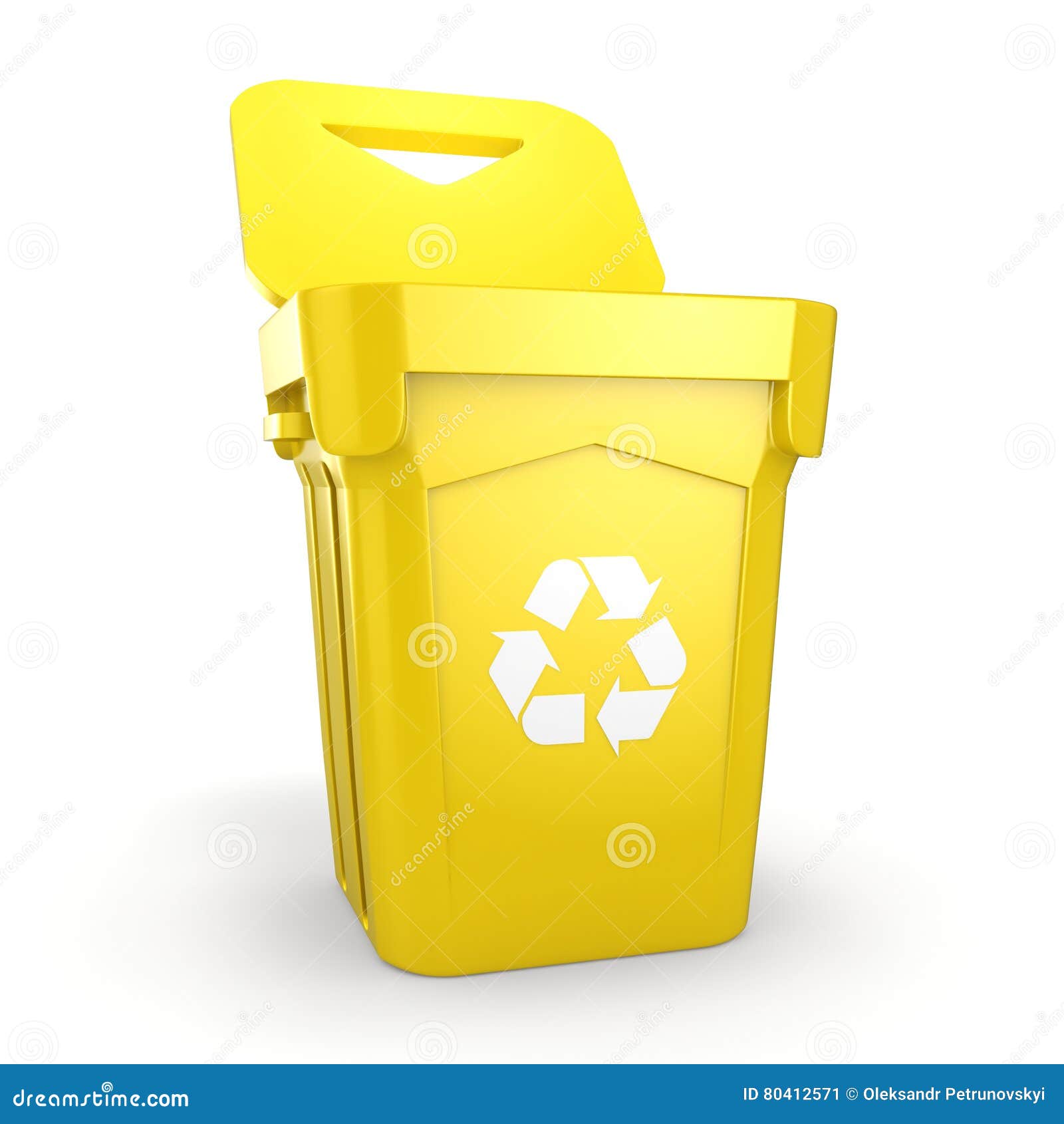 3D Rendering Yellow Recycling Bin Stock Illustration - Illustration of ...